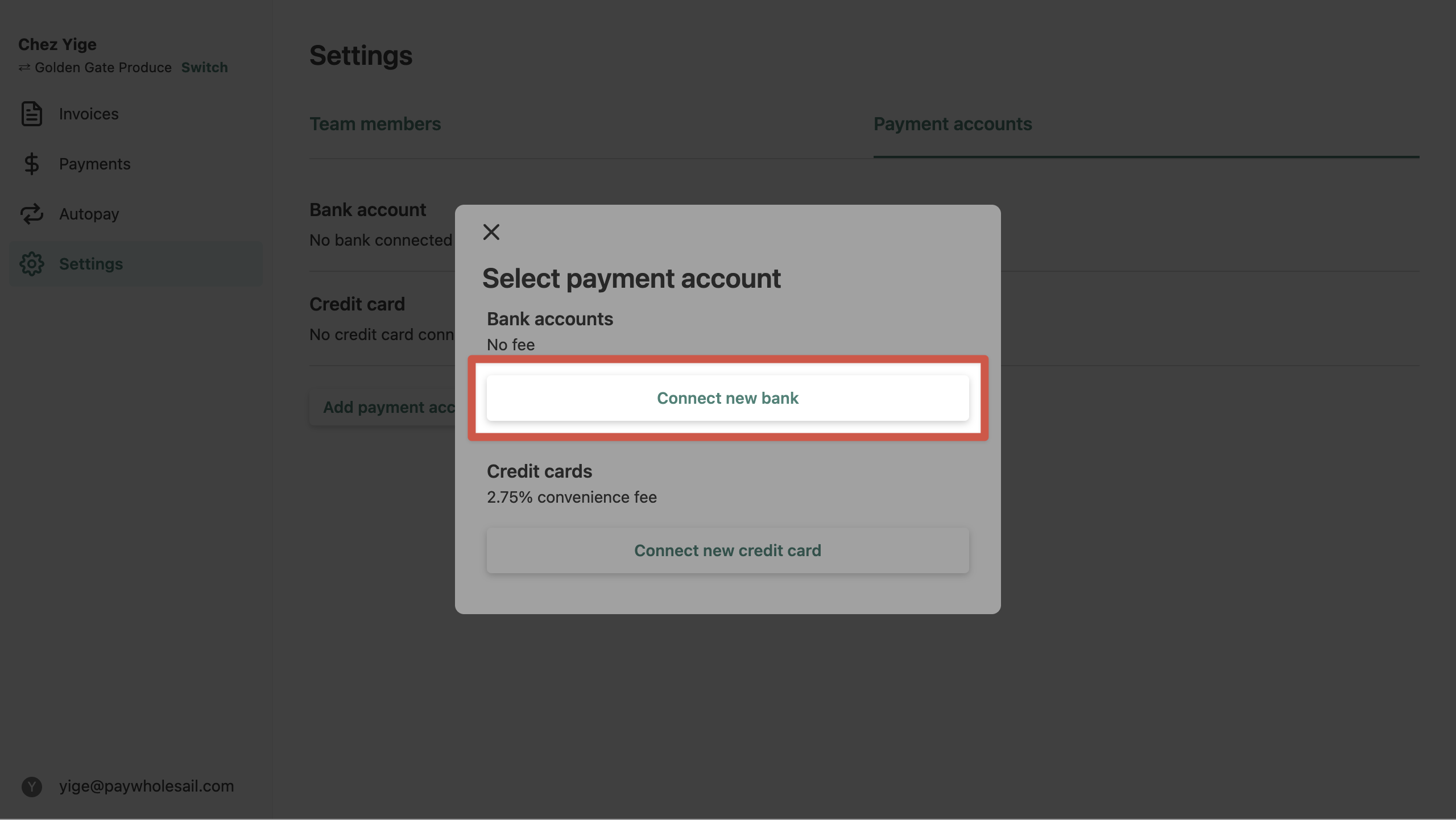 Connect your bank account using account and routing numbers – Wholesail ...