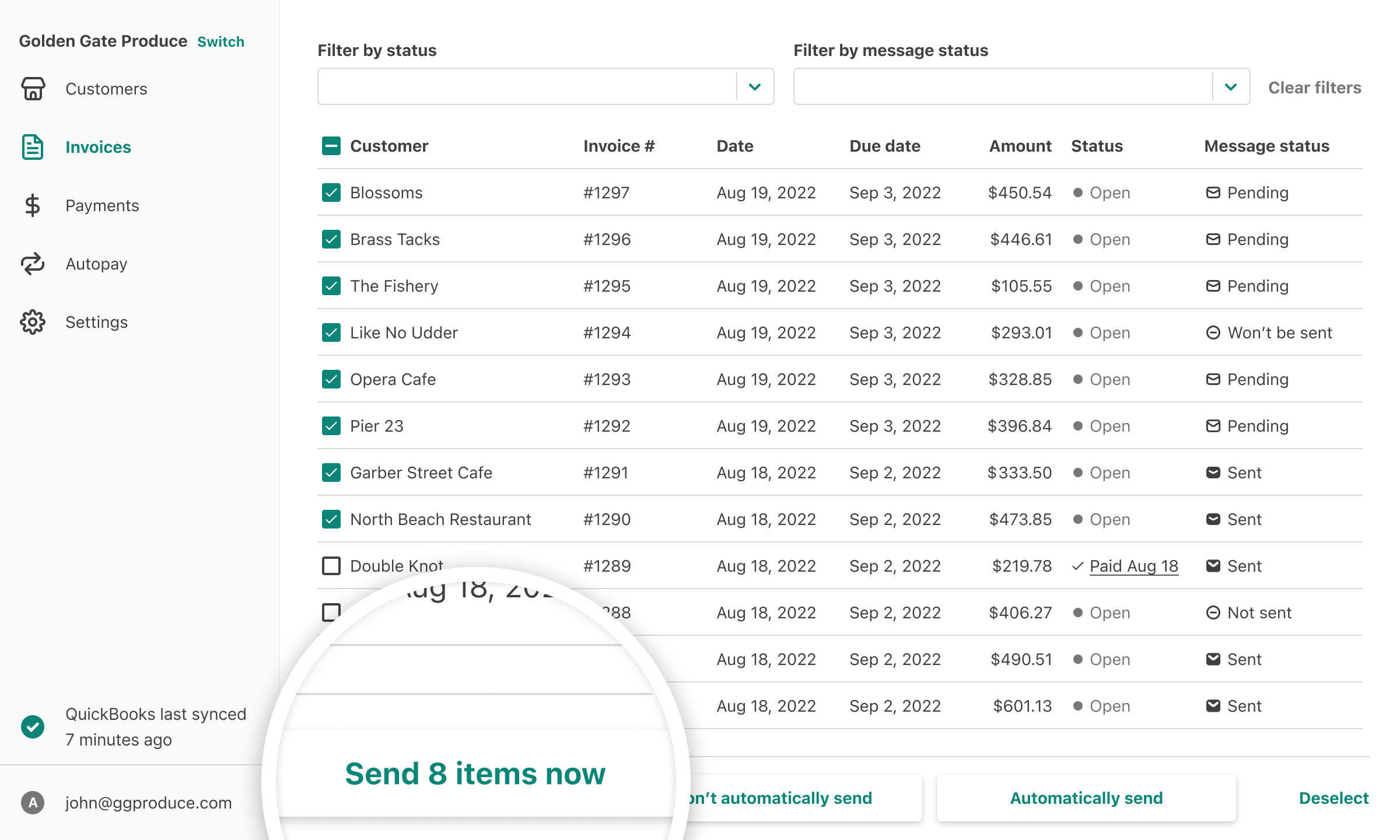 Managing Automatic Invoices for your Customers – Wholesail Help