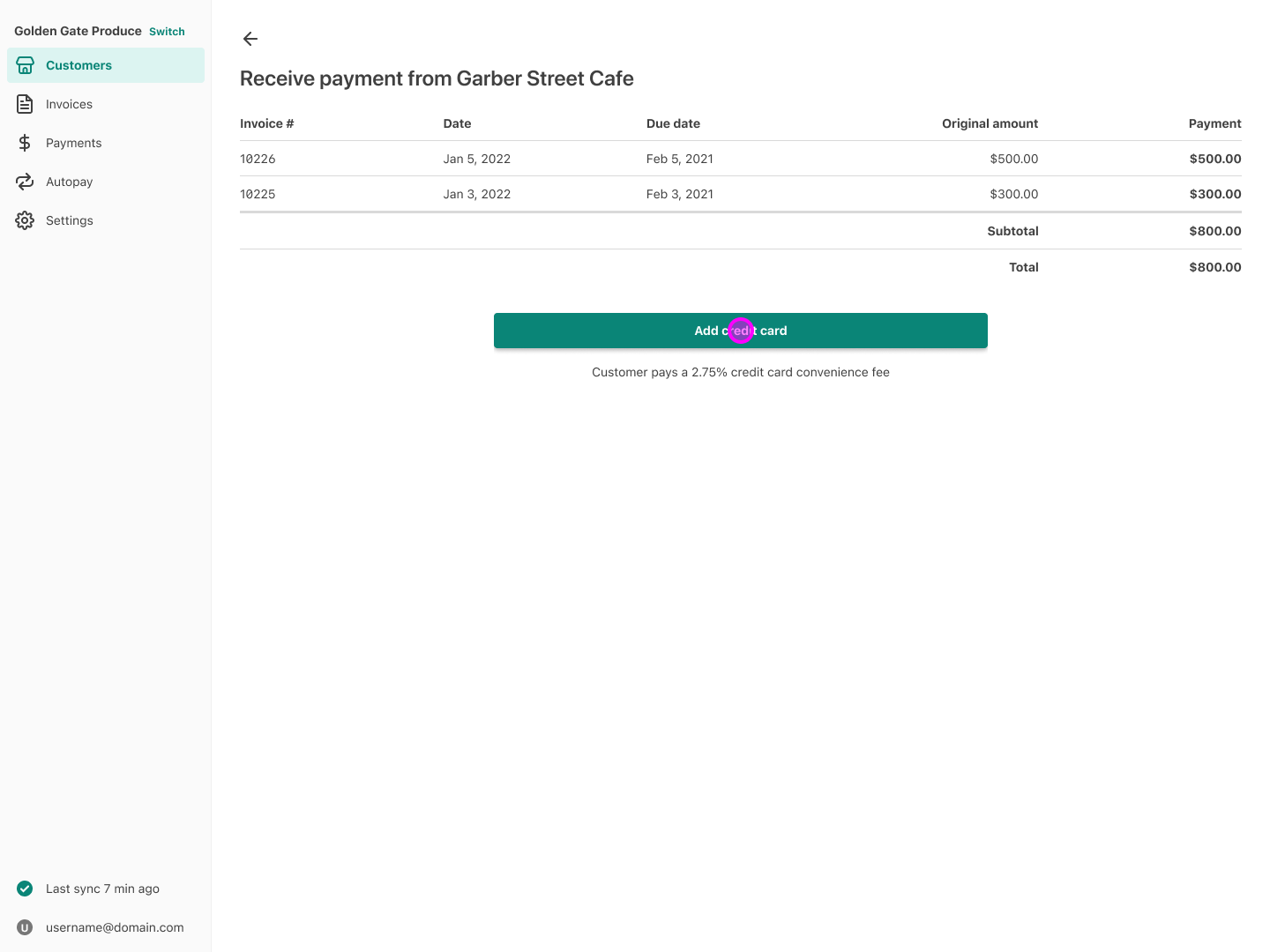 How to manually charge a customer's credit card – Wholesail Help